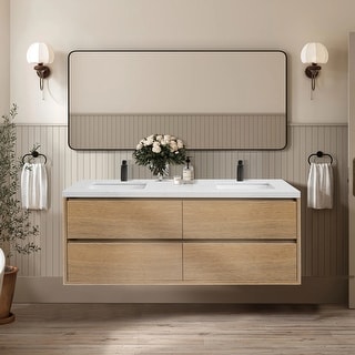 NebulaSky 60/ 72/ 84 in Wall Mounted Double Sink Bathroom Vanity with ...