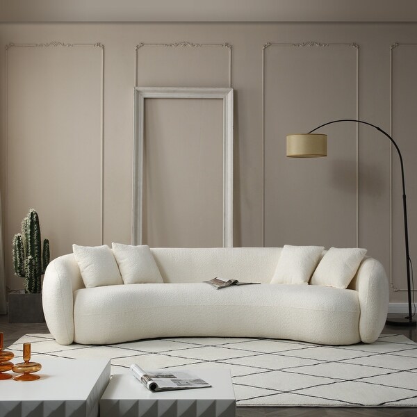 102in Modern Upholstered 5 Seater Curved Boucle Sofa Couch for Living Room Bed Bath Beyond 36920077