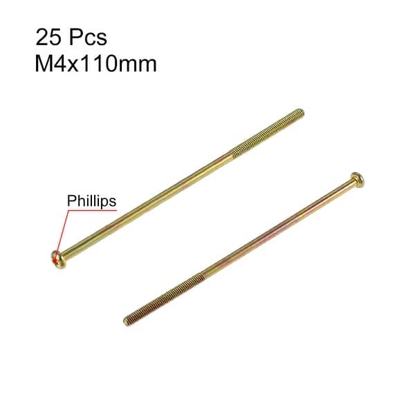 M4 x 120mm Male Thread Phillips Pan Head Bolt Screw 25pcs - Bed Bath ...
