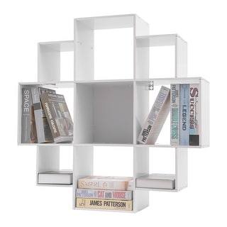 Modern PVC Board Bookcase with 9 Compartments Wall Mounted - Bed Bath ...