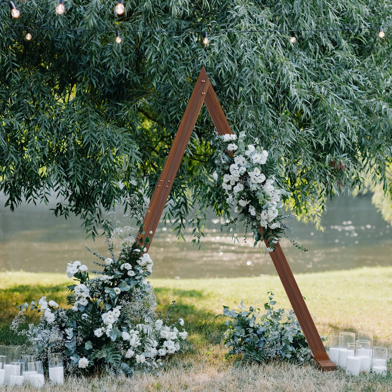 Wood Wedding Arch for Ceremony Triangle Arbor Backdrop Stand Outdoor ...
