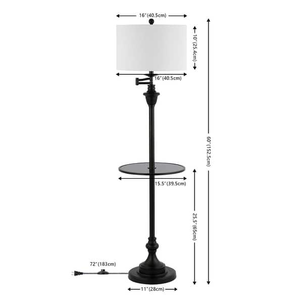 Luce 60" Metal/Glass LED Side Table and Floor Lamp, Chrome by JONATHAN ...
