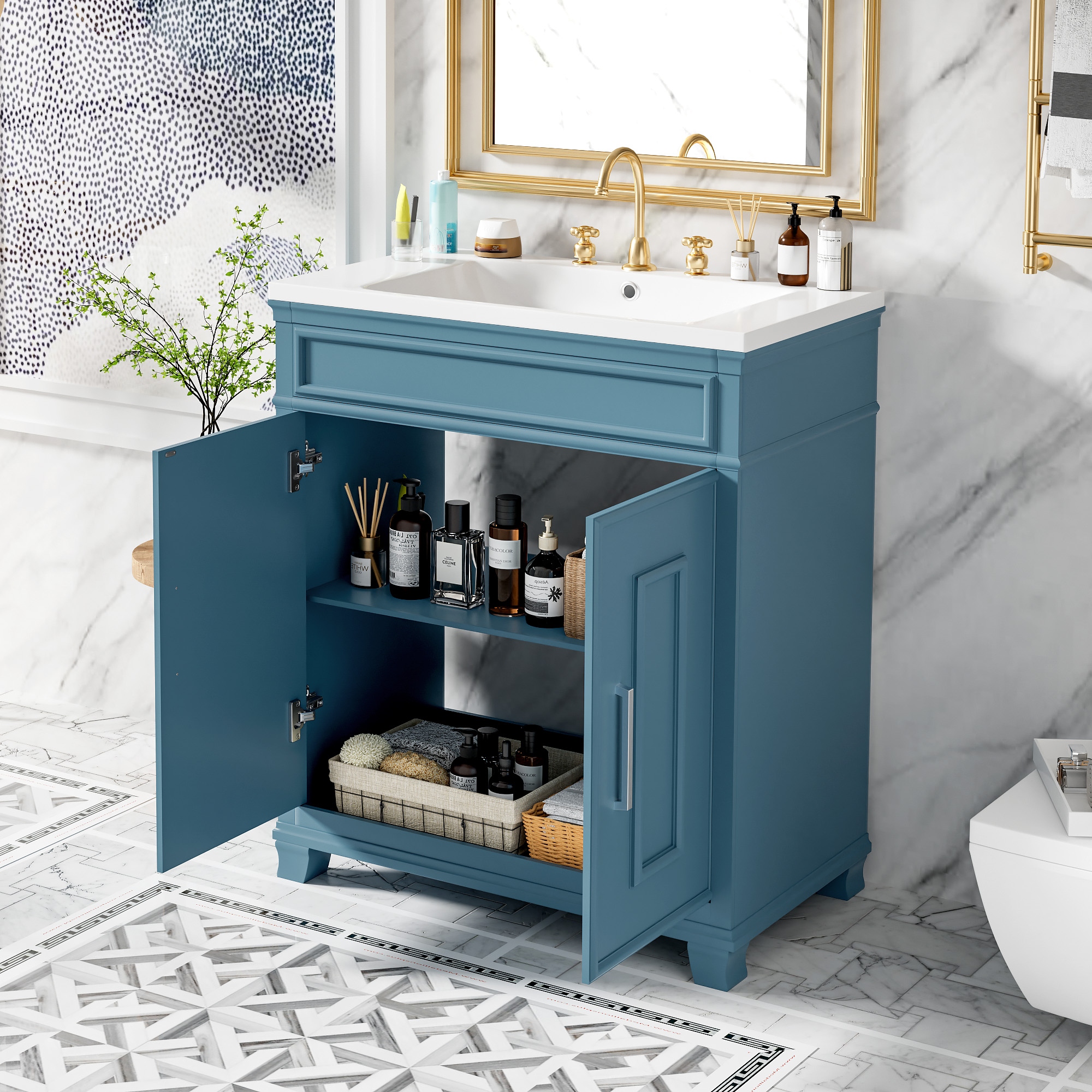 24 inch blue bathroom vanity store