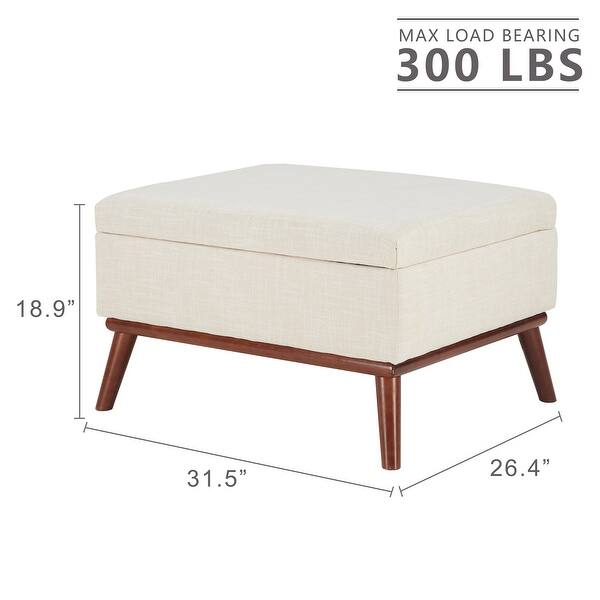 Beige Large Ottoman with Storage Modern Rectangle Coffee Table and High ...