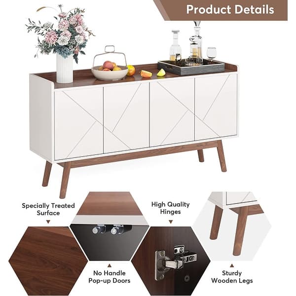 55 inch Buffet Cabinet Kitchen Sideboard Buffet Table Coffee Bar with ...