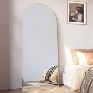 65" x 22" Arched Full Length Mirror Floor Mirror with Wooden Frame Full ...