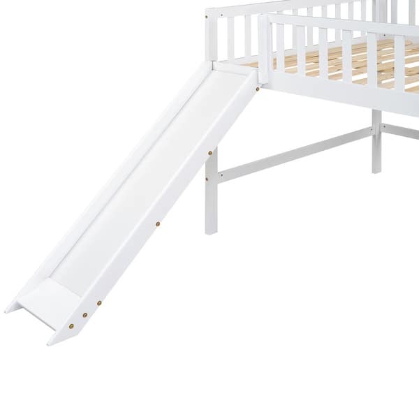 Pine Full Size Loft Bed with Ladder and Slide, Espresso - Bed Bath ...