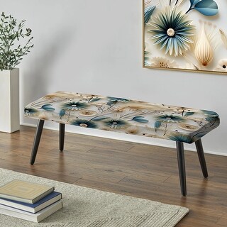 Blue And White Coastal Retreat Seashells I - Floral Upholstered Bench ...