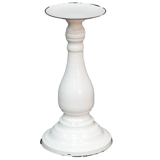 White Pedestal Pillar Holder 9" - Bed Bath & Beyond - 36295893