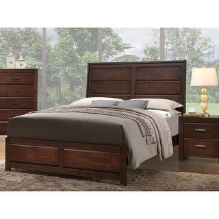 Easy Assembly Walnut Transitional Panel Bed with Raised Panels - On ...