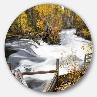 Designart 'Fall River Over Riffles and Rocks' Landscape Photo Circle ...