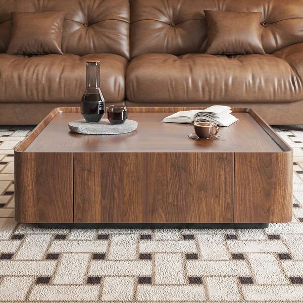 Mid-Century Modern Wood Finish Living Room Rectangle Coffee Table - On ...
