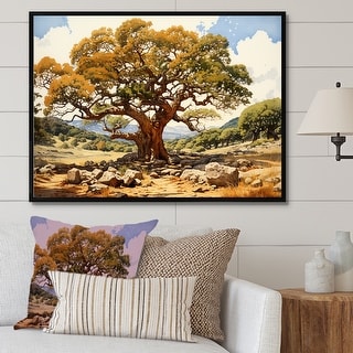 Designart "Tree Oaks Simplicity " Tree Oak Framed Wall Art Prints - Bed ...