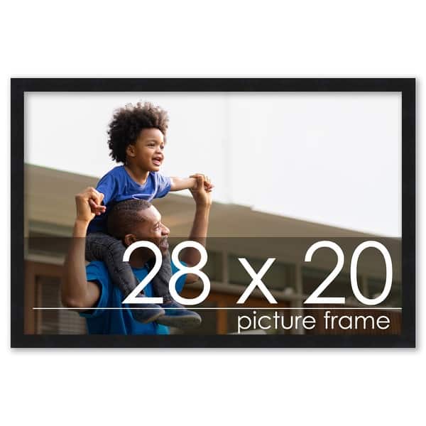 28x20 Contemporary Black Complete Wood Picture Frame with UV Acrylic ...