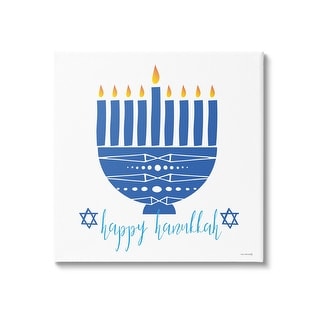 Stupell Happy Hanukkah Patterned Blue Menorah Canvas Wall Art by Yass ...