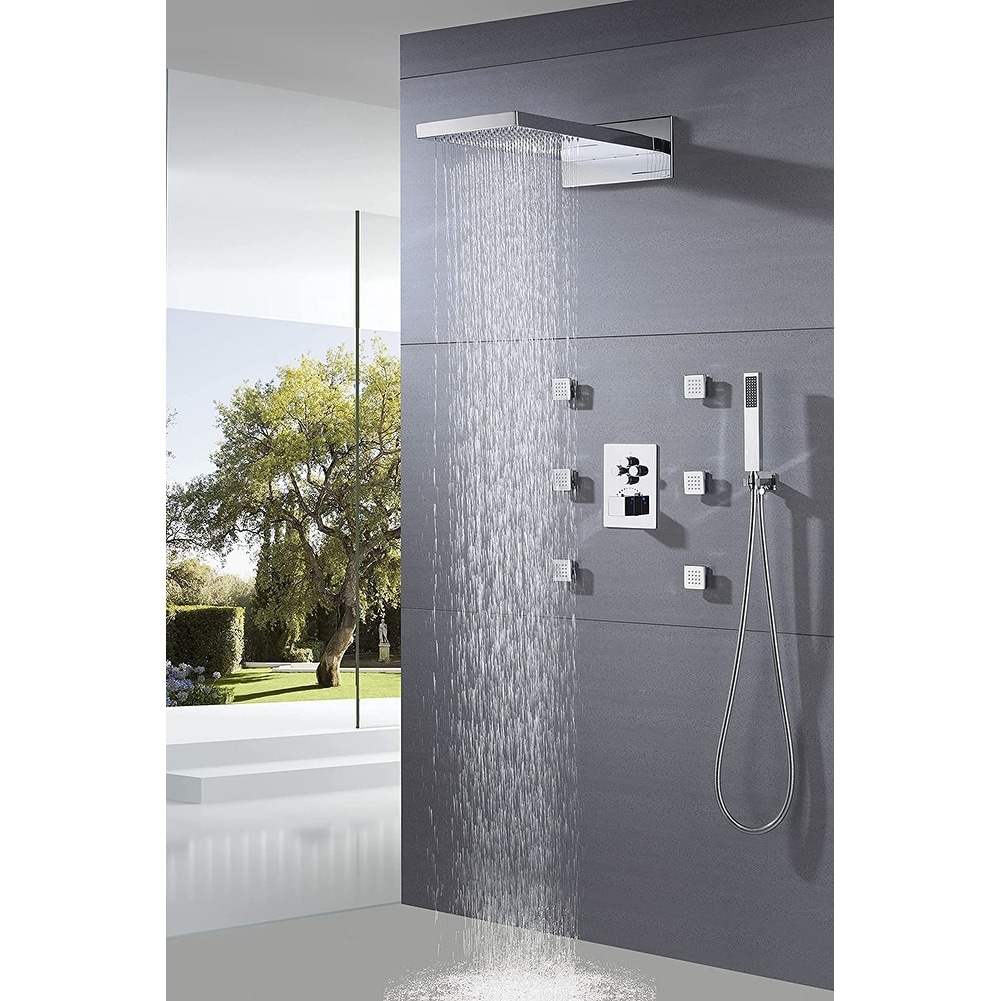 20inch ceiling mount rainfall waterfall shower systems 3 way Digital ...