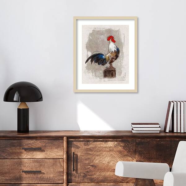 Cock a doodle do Rooster by Shanda Louis Wood Framed Wall Art Print - Bed Bath & Beyond - 38274548