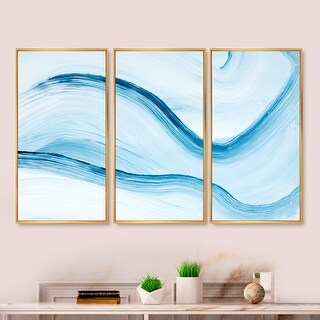Designart "Liquid Ink Art In Shades Of Light Blue III" Modern Framed ...