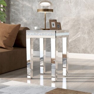 Silver side table glass end table square shape table - Bed Bath ...