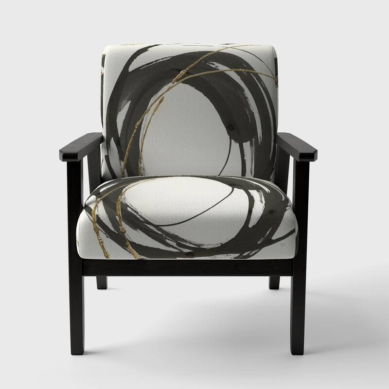 Designart "Gold Glamour Circle I" Upholstered Glam Accent Chair - Arm ...