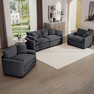 Sofa Set - Includes One 2-Seater and Two Single Sofas with Soft ...