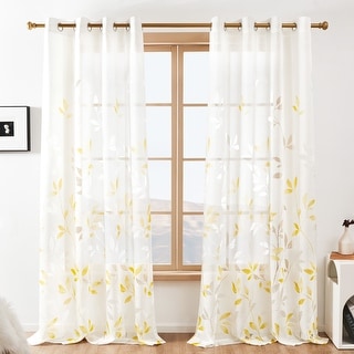 Deconovo Floral Pattern Sheer Curtain for Living Room (1 Panel) - Bed ...