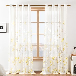 Deconovo Floral Pattern Sheer Curtain for Living Room (1 Panel) - On ...