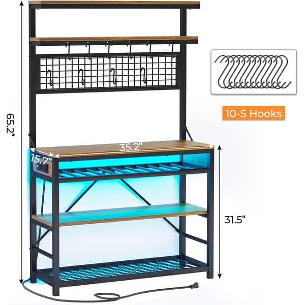 Bakers Rack with Power Outlet 6-Tier Coffee Bar Microwave Stand - Bed ...