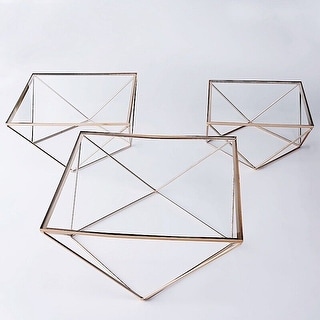 12-Inch Gold Geometric Glass Cake Stand - Clear and Gold - Bed Bath ...