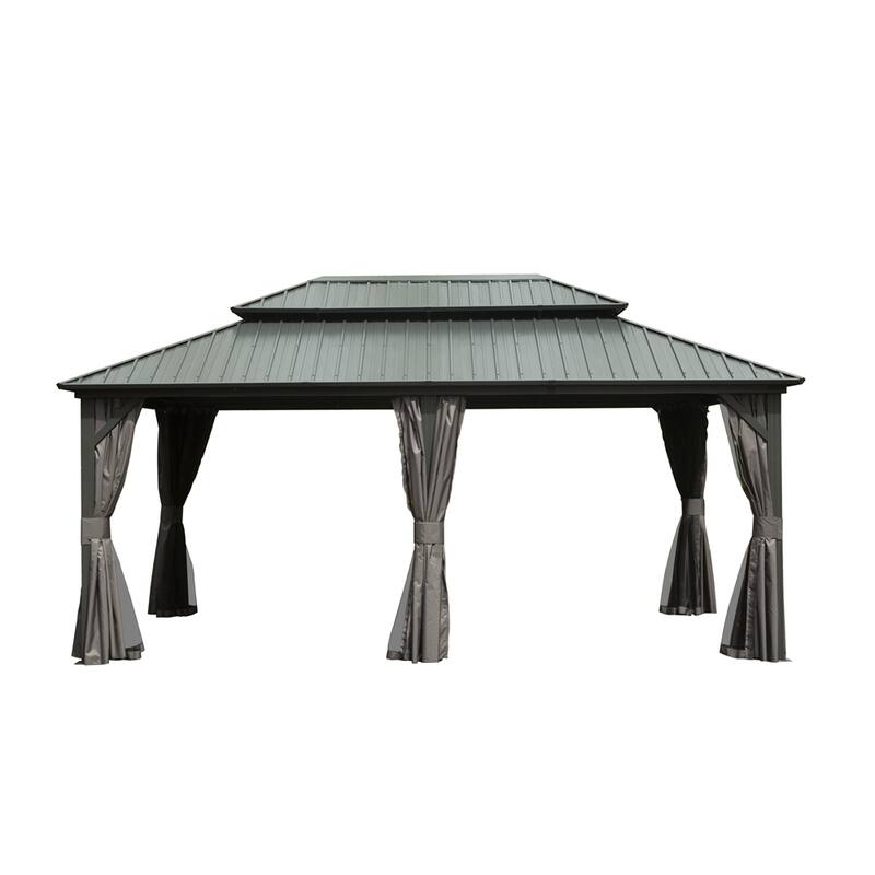 12' X 18' Hardtop Metal Gazebo w/ Galvanized Steel Double Roof Canopy ...