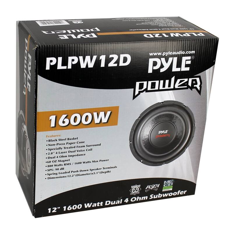 PYLE PLPW12D 12" 1600W 4Ohm DVC Car Stereo Power Subwoofer Dual Coil (6 ...
