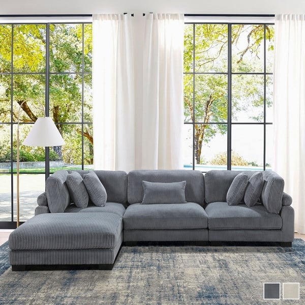 Braidy Corduroy 4 Piece Modular Sectional With Ottoman Bed Bath