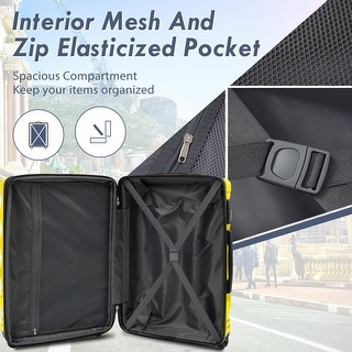 Yellow 3 Piece Trunk Suitcase Adjustable Telescoping Handle Camp Trunks ...