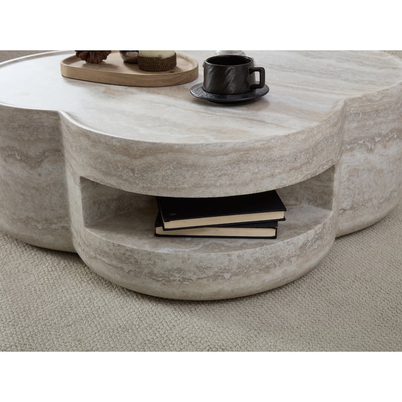 Roomfitters 31.5" Clover Coffee Table Modern Clover Round Block Center ...