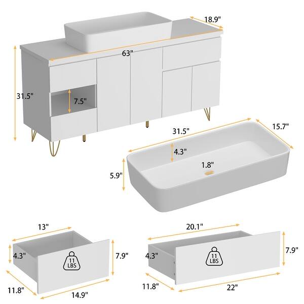 Complete White and Gold Bathroom Vanity Set for a Stylish Upgrade Sind ...