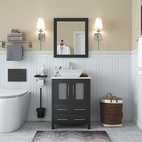 Vanity Art 24-inch Single Sink Bathroom Vanity Set With Engineered ...