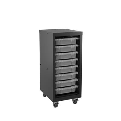 Space Solutions Mobile Bin Tower w 8 3" tote bins, 36x15x18, Black ...