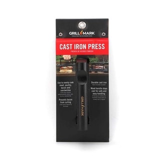 Grill Mark Black Cast Iron/Wood Meat Press - Bed Bath & Beyond - 40940880