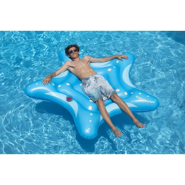 Inflatable Blue Starfish With Polka Dots Island Lounge Pool Float 66.5-Inch - 66.5" - Bed Bath ...