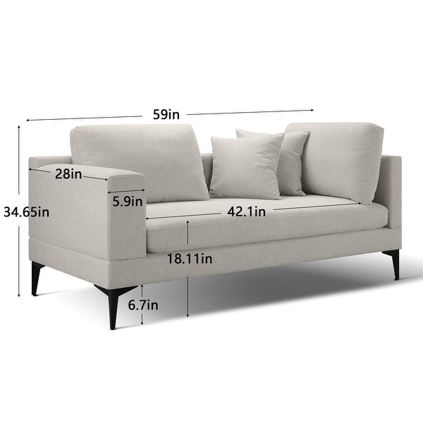 Modern 2 Seater Couch with Removable Sofa Cushions and Reverible Armes ...