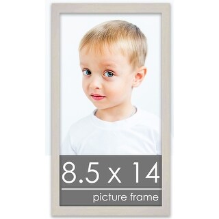 8.5x14 Traditional White Washed Complete Wood Picture Frame with UV ...