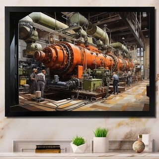 Designart "Power Plants Powerful Energies I" Architecture Framed Canvas ...