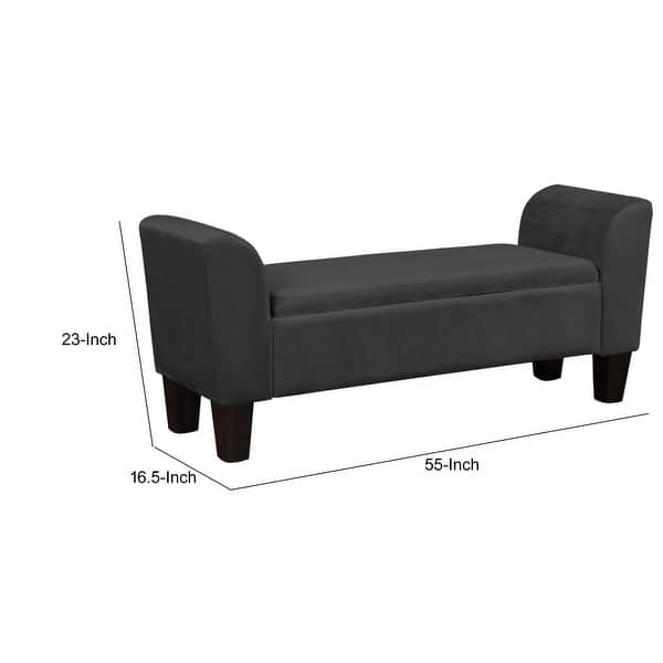 55 Inch Accent Storage Bench with Performance Velvet Upholstery, Black ...