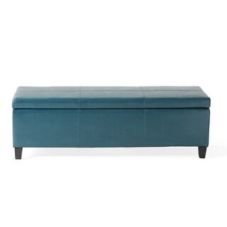 Teal PU Leather Storage Ottoman Bench - Bed Bath & Beyond - 40663829