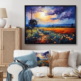 Designart "Power Lines Electric Reverie VII" Power Lines Framed Canvas ...