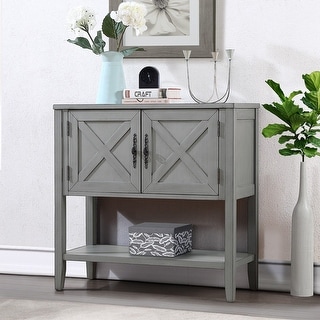 Farmhouse Wood Buffet Sideboard Console Table Bottom Shelf and 2-Door ...