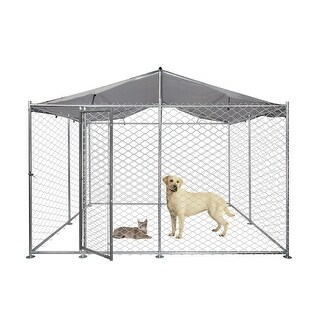 10' x 10' x 7.5' Outdoor Metal Dog Playpen For Your Puppy, Exercise ...