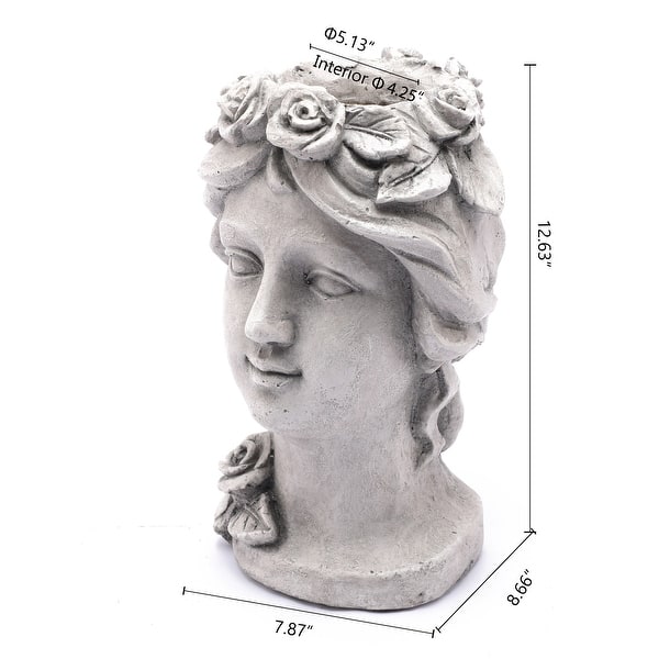 Grey MgO Victorian Rose Lady Head Bust Planter - 12.63" H x 7.78" W x 8 ...