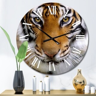 Designart 'Portrait Of A Tigers Face' Traditional wall clock - Bed Bath ...
