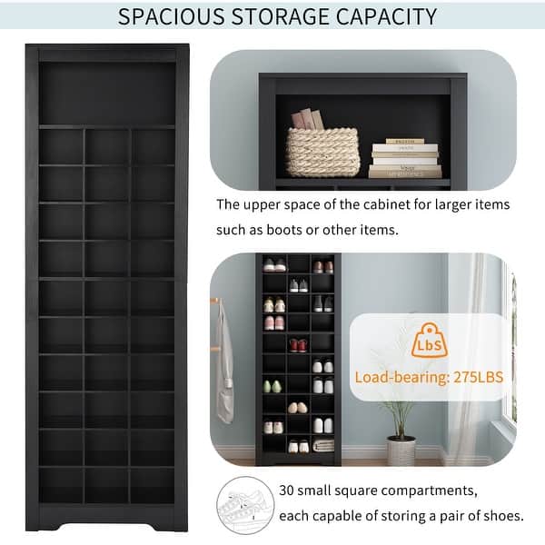 30 Free Standing Tall Cabinet Shoe Cabinet Shoe Cubby Console Storage ...
